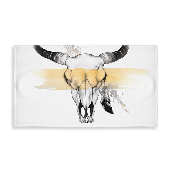 Begin Home Decor C1TCLRGEVCSJCZ 58 x 102 in. Cow Skull with Feather ...