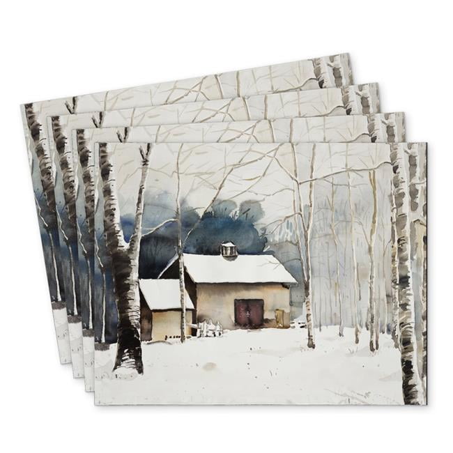 Begin Home Decor C4PP14187LID8K 14 x 18 in. Small Winter Barn Polyester ...
