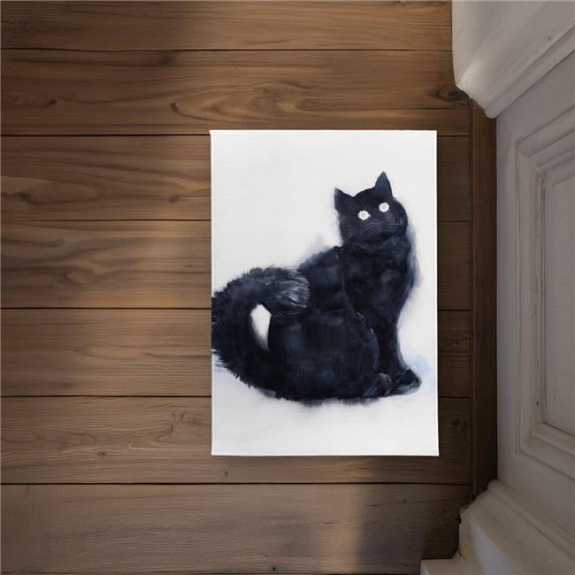 Begin Home Decor CODM1724GWMOGH 17 x 24 in. Furry Black Watercolor Cat ...