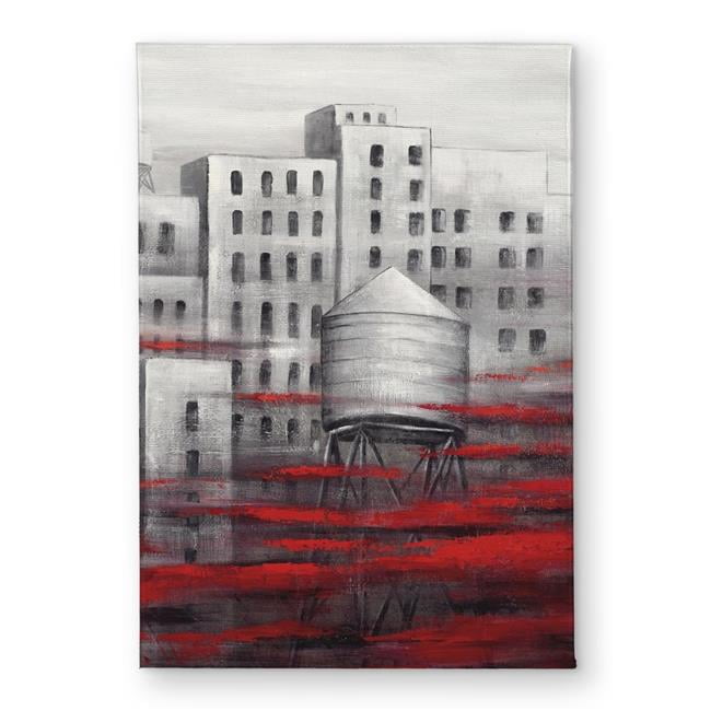 Begin Home Decor CODM1724JEG9JZ 17 x 24 in. Gray City with Red Clouds ...