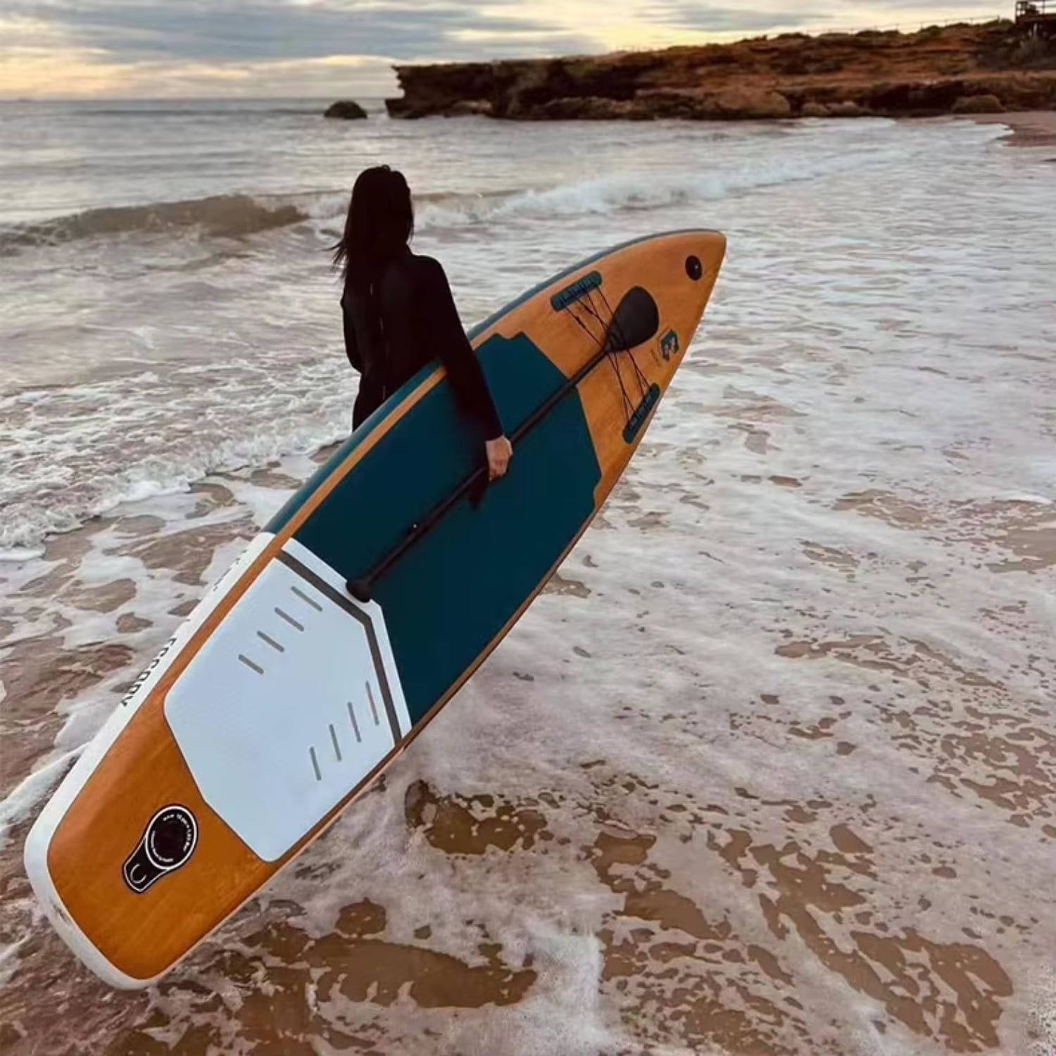 Beginner 335cm Woodgrain LUYA Stand-Up Paddleboard for Drift and ...