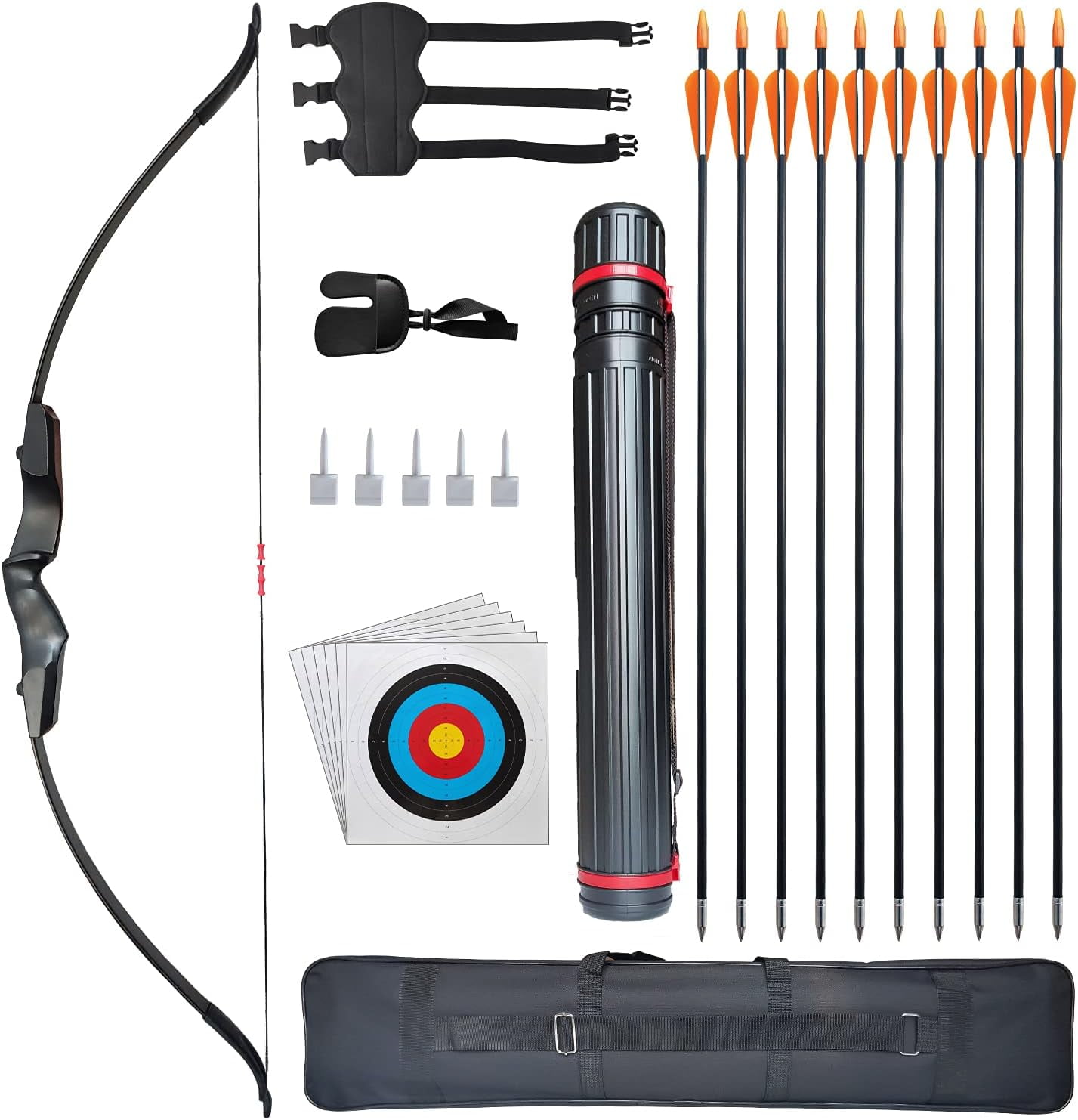 Beginner Adult Teens Archery Recurve Bow and Arrow Set 30 40 Lbs Black ...