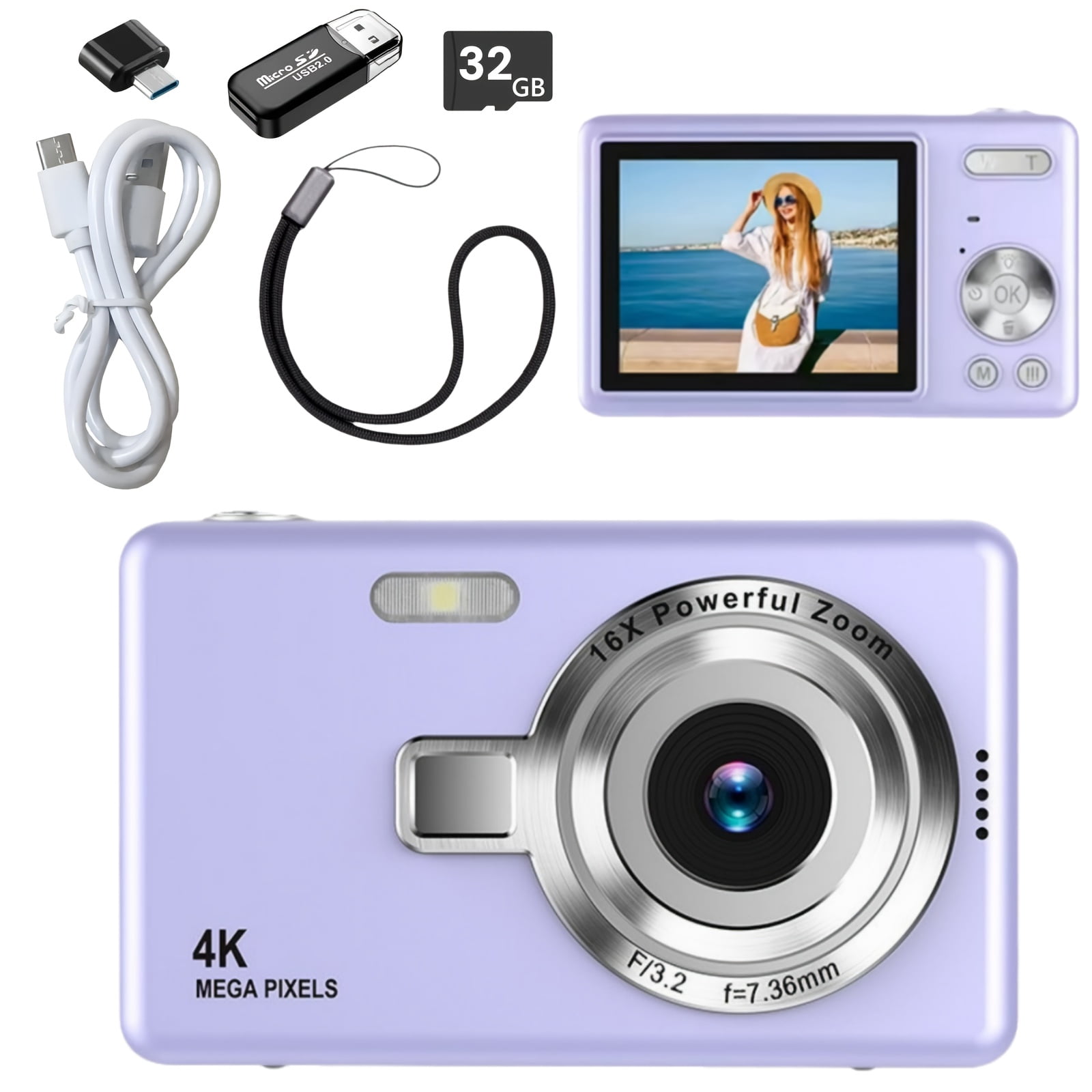 Beginner CCD Digital Camera with 16x Zoom, 2.4" IPS Screen, 1080P Video ...