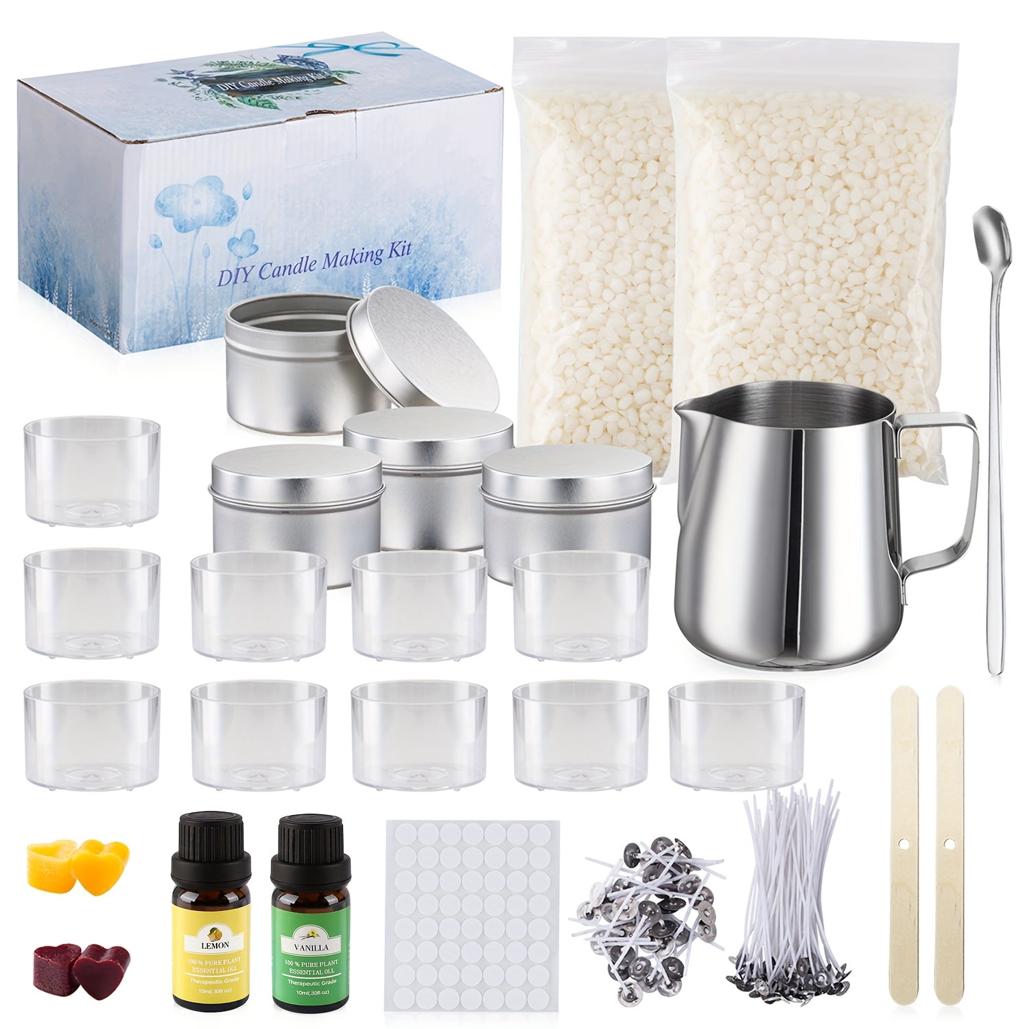 Beginner DIY Soy Wax Candle Making Kit with Essential Oils, Wax & Craft ...