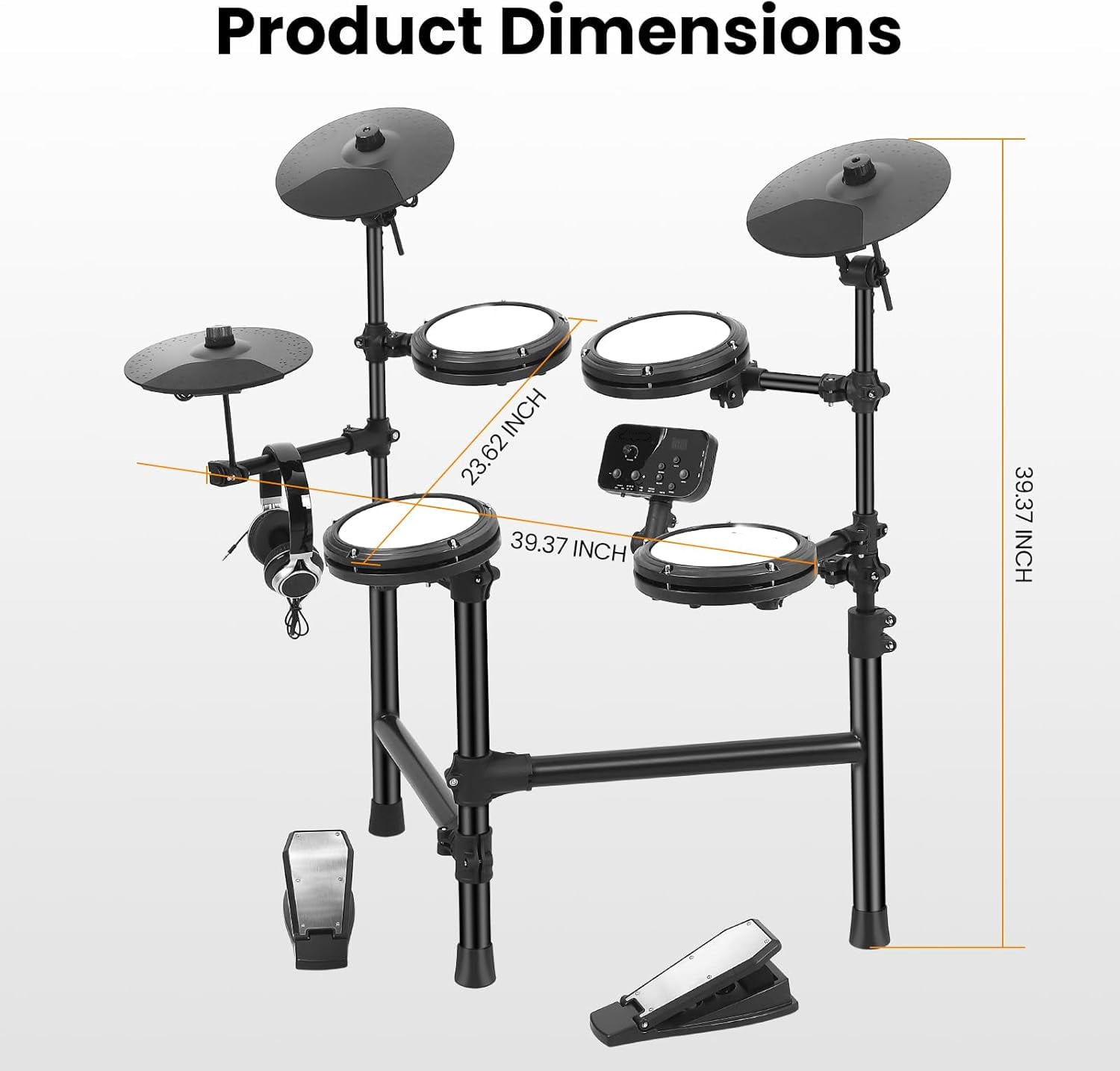 Beginner Electric Drum Kit - 4 Quiet Mesh Pads, 150 Sounds, Pedals ...