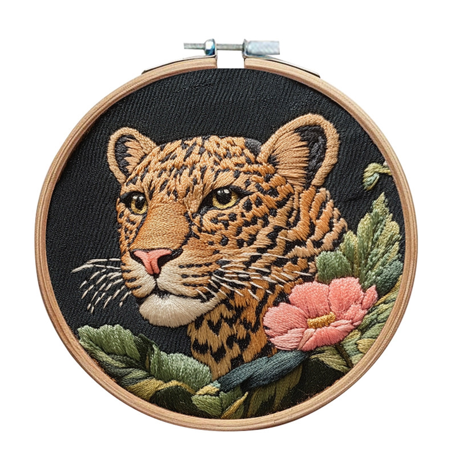 Beginner Embroidery Kit with Tiger Pattern DIY Needlework Set with ...
