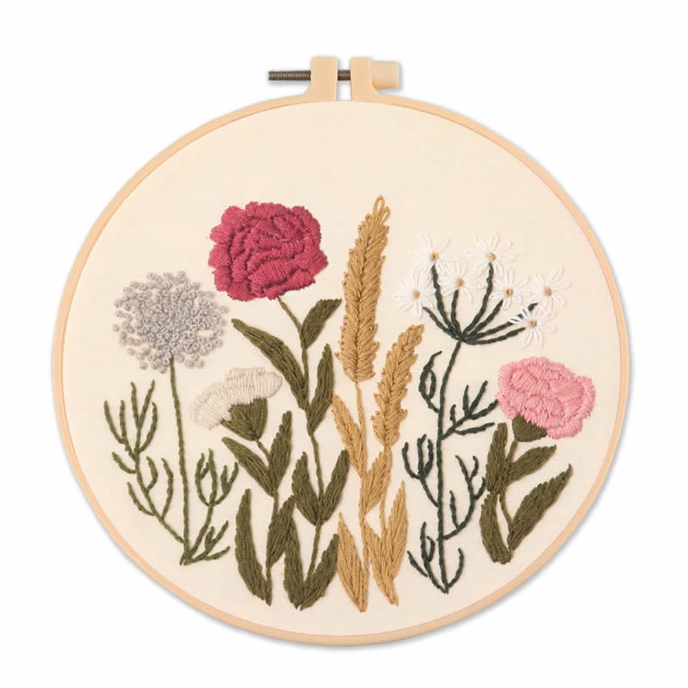 Beginner Embroidery Material Set DIY Embroidery Cloth with Pattern 20CM ...