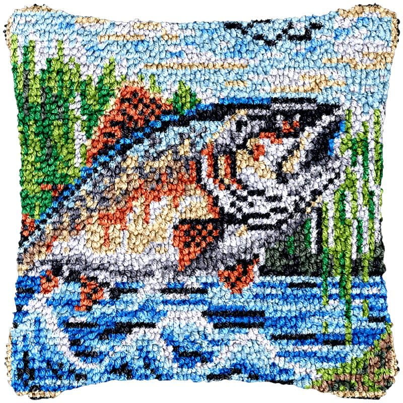 Beginner Fishing Fish Latch Hook Kits Pillow Cover Set Sofa Cushion ...