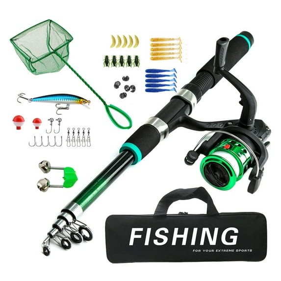 Beginner Fishing Set Including Telescopic Rod Float Baits Metal Hook ...