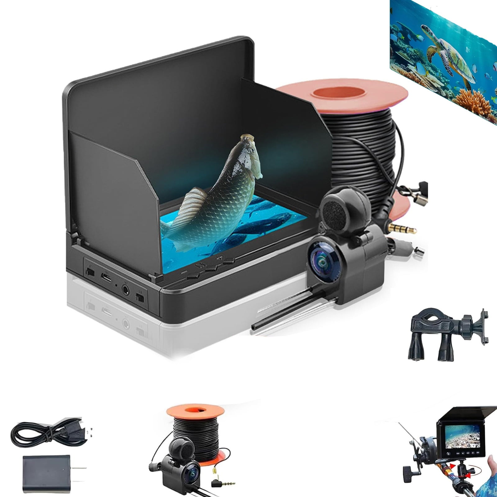 Beginner-Friendly Portable Fish Finder 5-Inch Display, 220° Wide Angle ...
