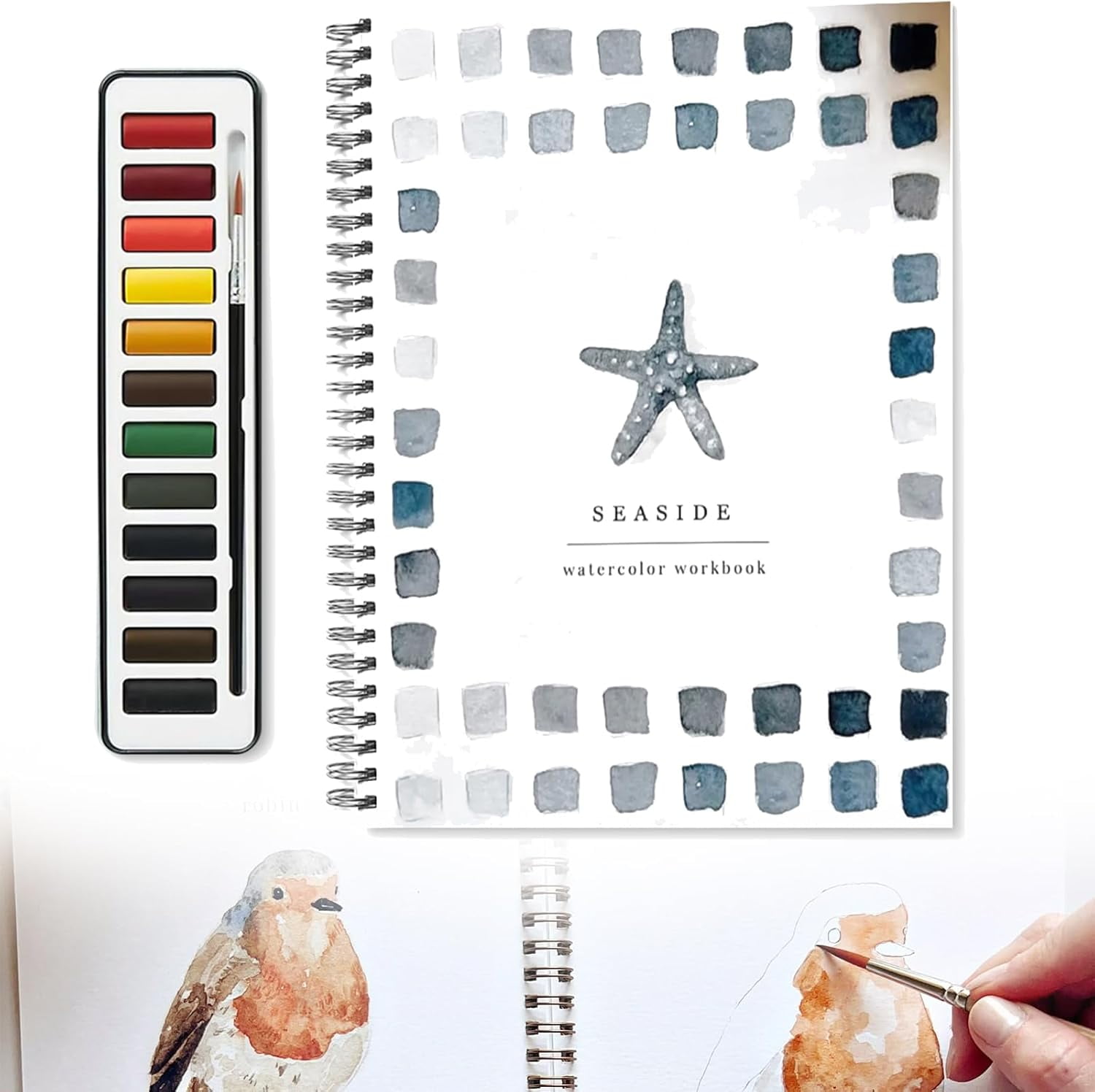 Beginner Friendly Watercolor Workbook, 12 Colors Watercolor Paint Set ...