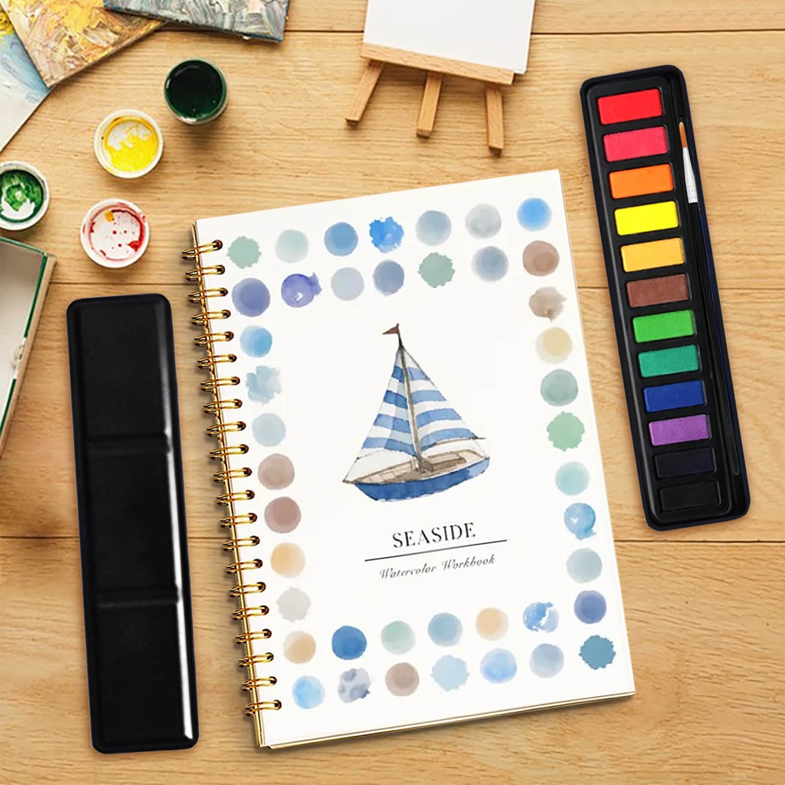 Beginner-Friendly Watercolor Workbook, 12 Colors Watercolor Paint Set ...
