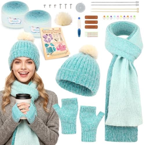 Beginner Knitting Kit - Learn to Knit Kit for Adults- Complete Hat ...