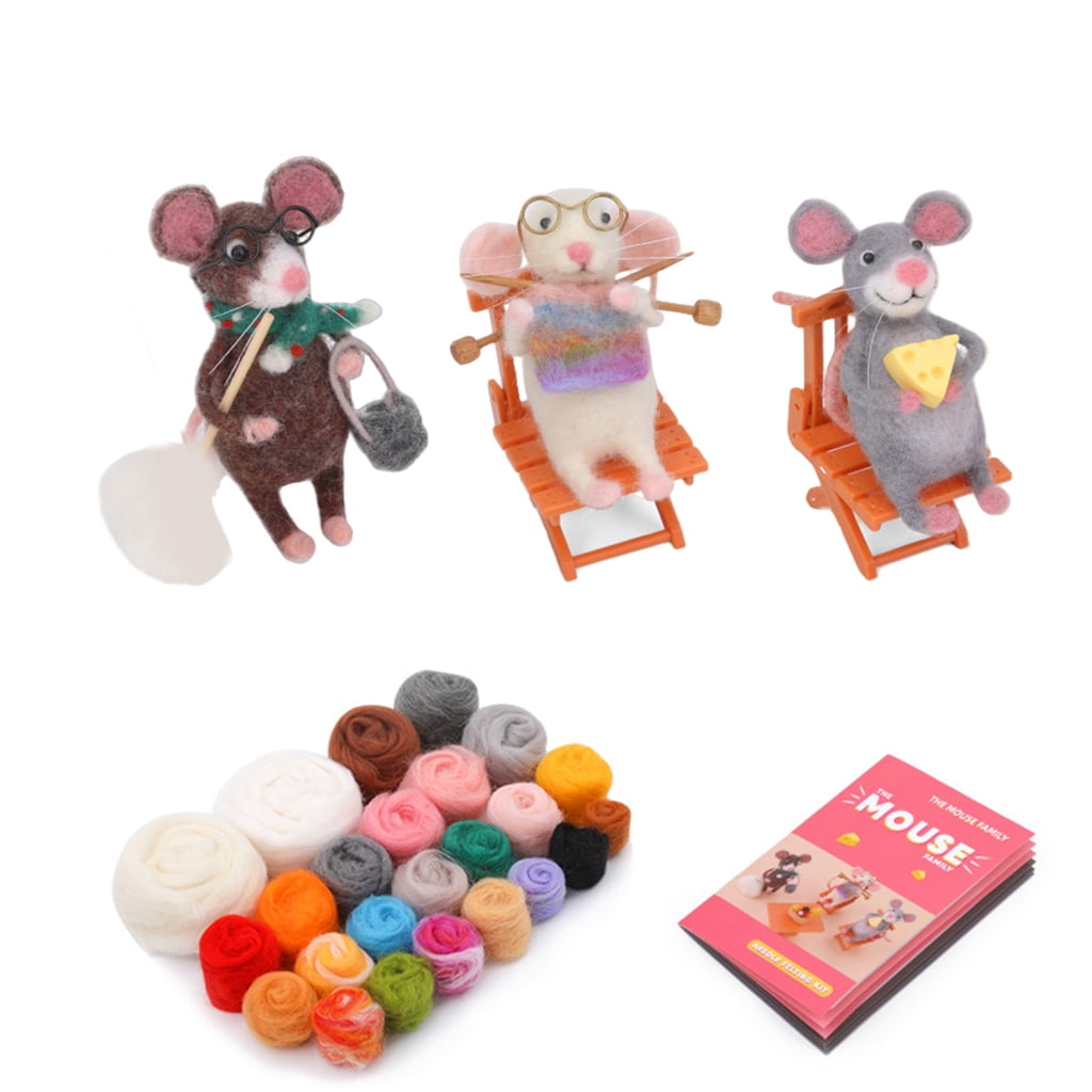 Beginner Needle Felting Set Mouse Family Wool Felted Set with ...