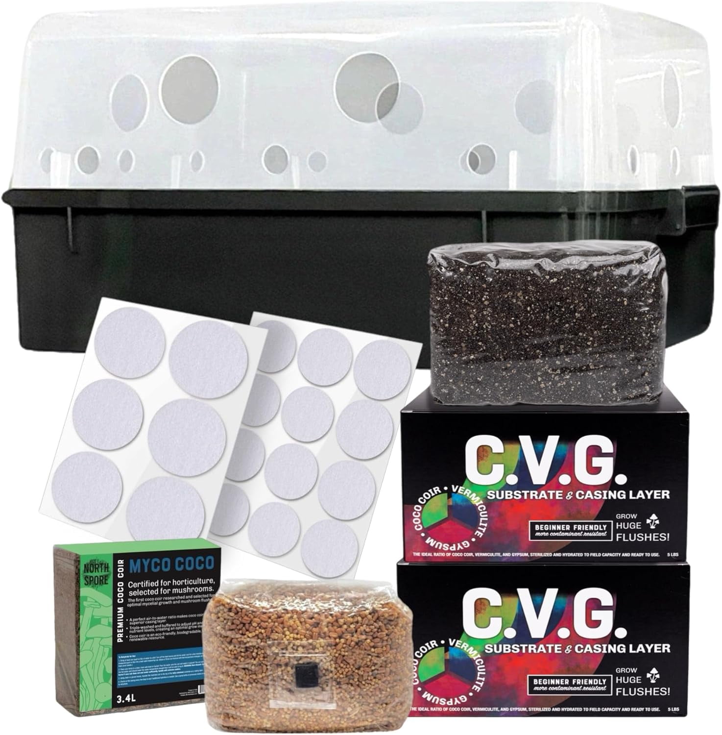 Beginner North Spore 'Boomr Bin' Monotub + CVG Mushroom Grow Kit ...