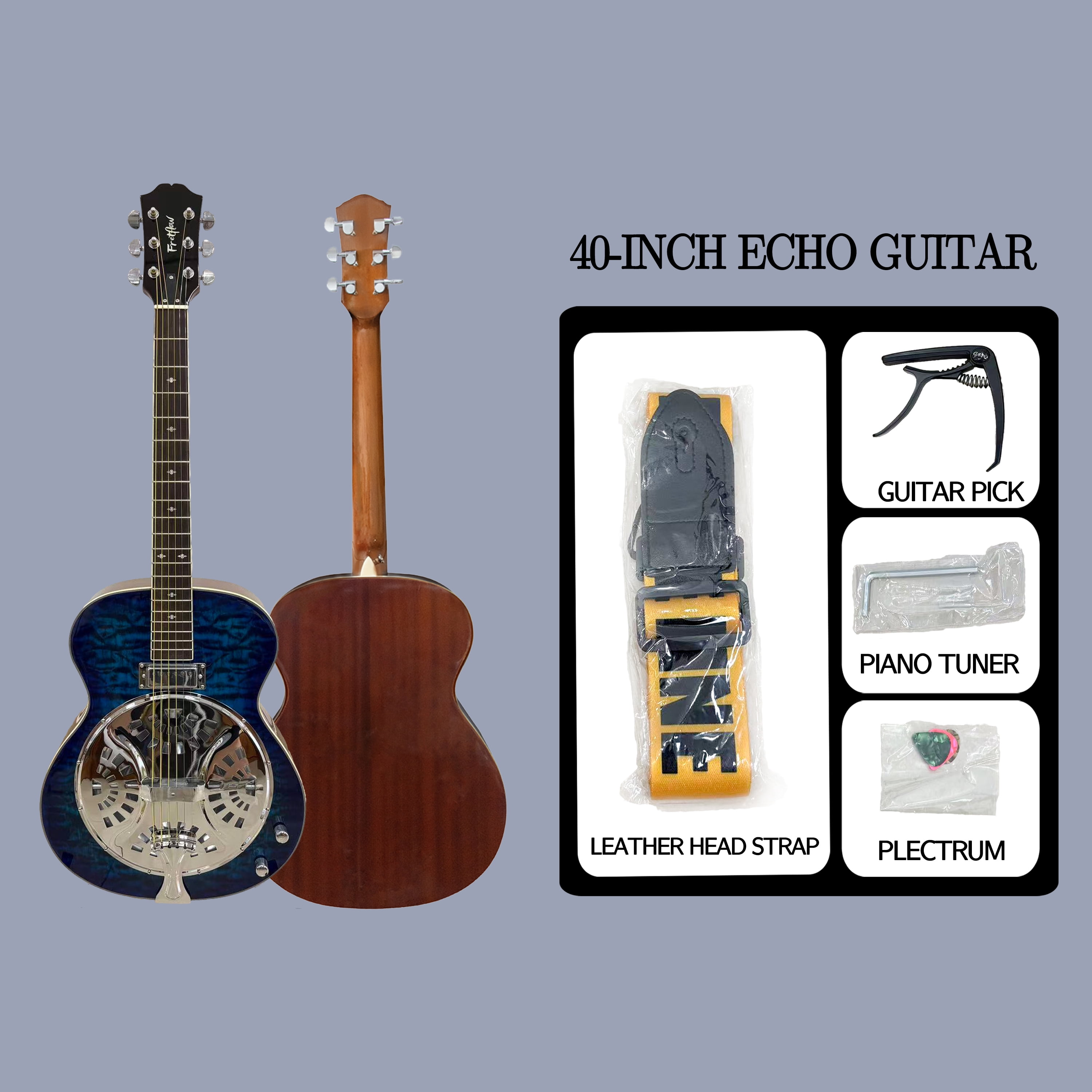 Beginner Resonator Guitar with Metal Slider Resonators - 30% Volume ...