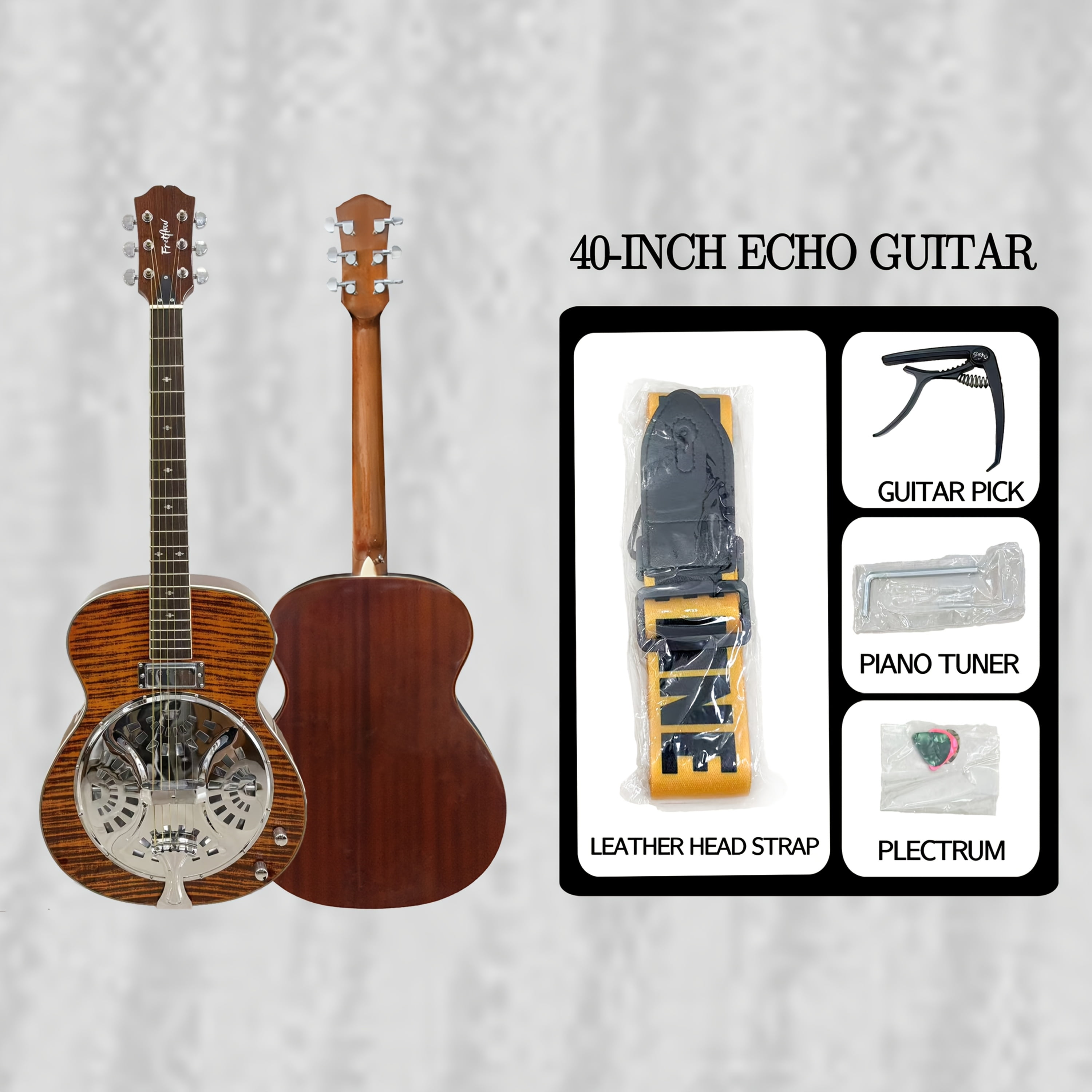 Beginner Resonator Guitar with Metal Slider Resonators - 30% Volume ...
