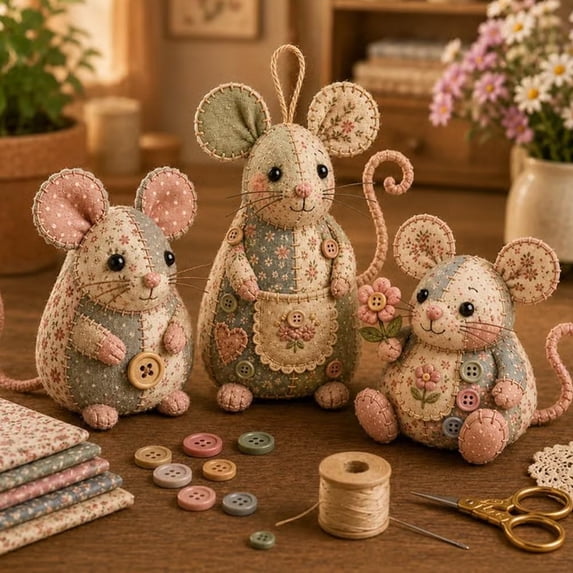 Beginner Sewing Kit, DIY Patchwork Mouse Toy Craft Set, No-Fuss Pre-Cut ...