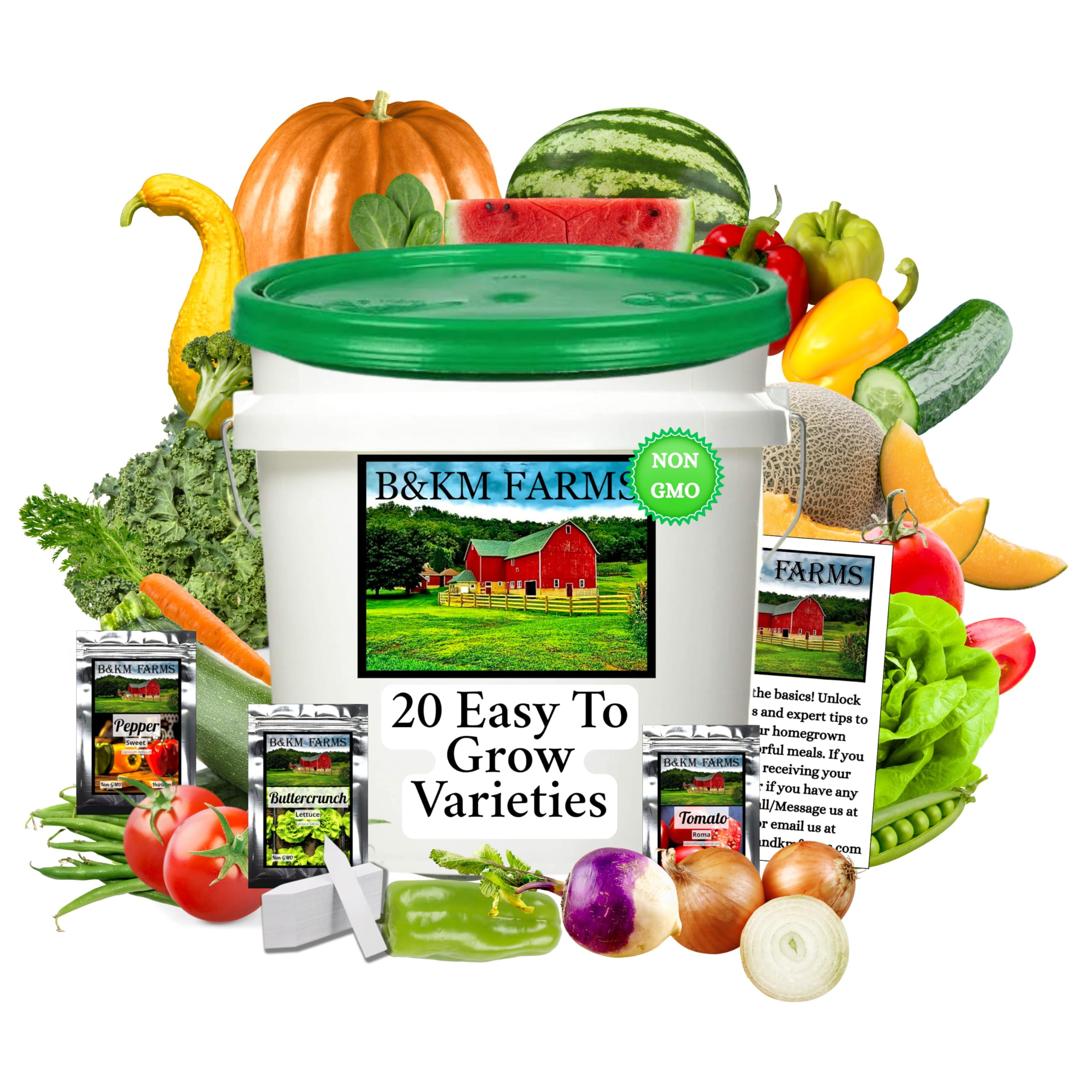 Beginner Survival Seed Vault: 10,000+ Heirloom ITL1 & Non-GMO Seeds (20 Easy to Grow Varieties ...