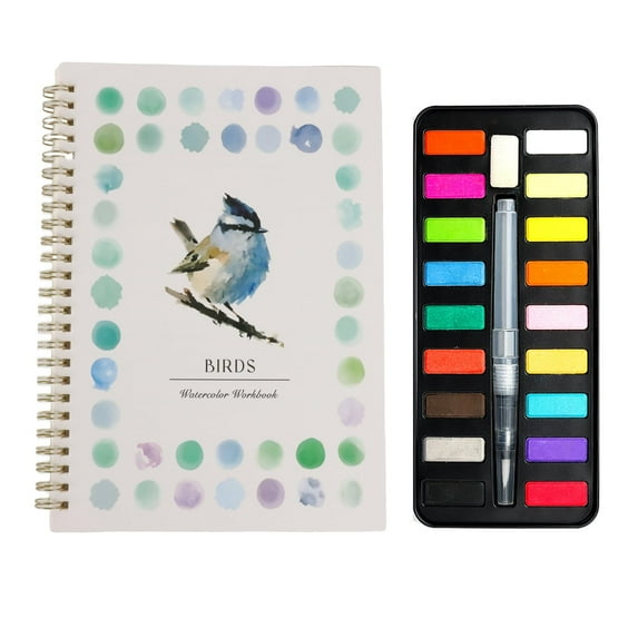 Beginner Watercolor Painting Kit with Workbook - Easy Nature & Bird ...