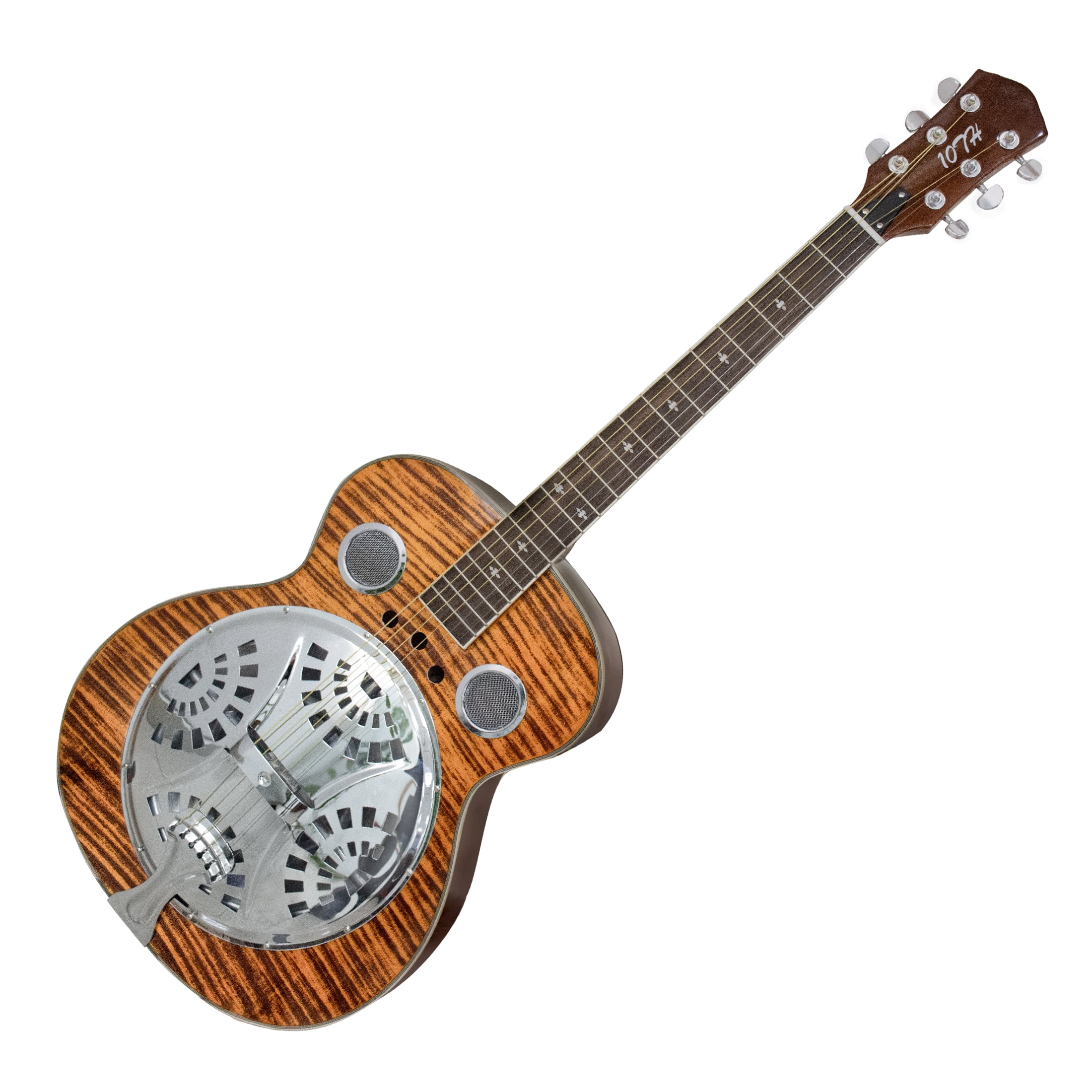 Beginner metal resonator guitar, full-size circular neck traditional ...