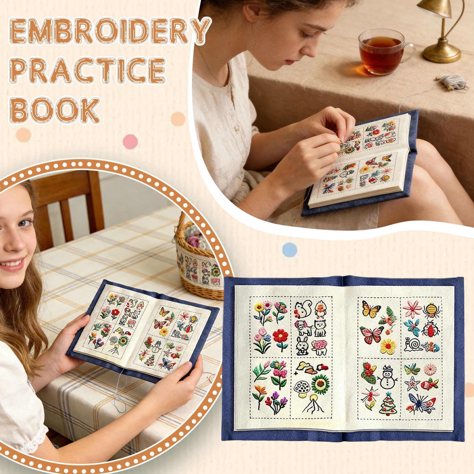 Beginner's Embroidery Kit - All-in-One DIY Cross Stitch Book with ...