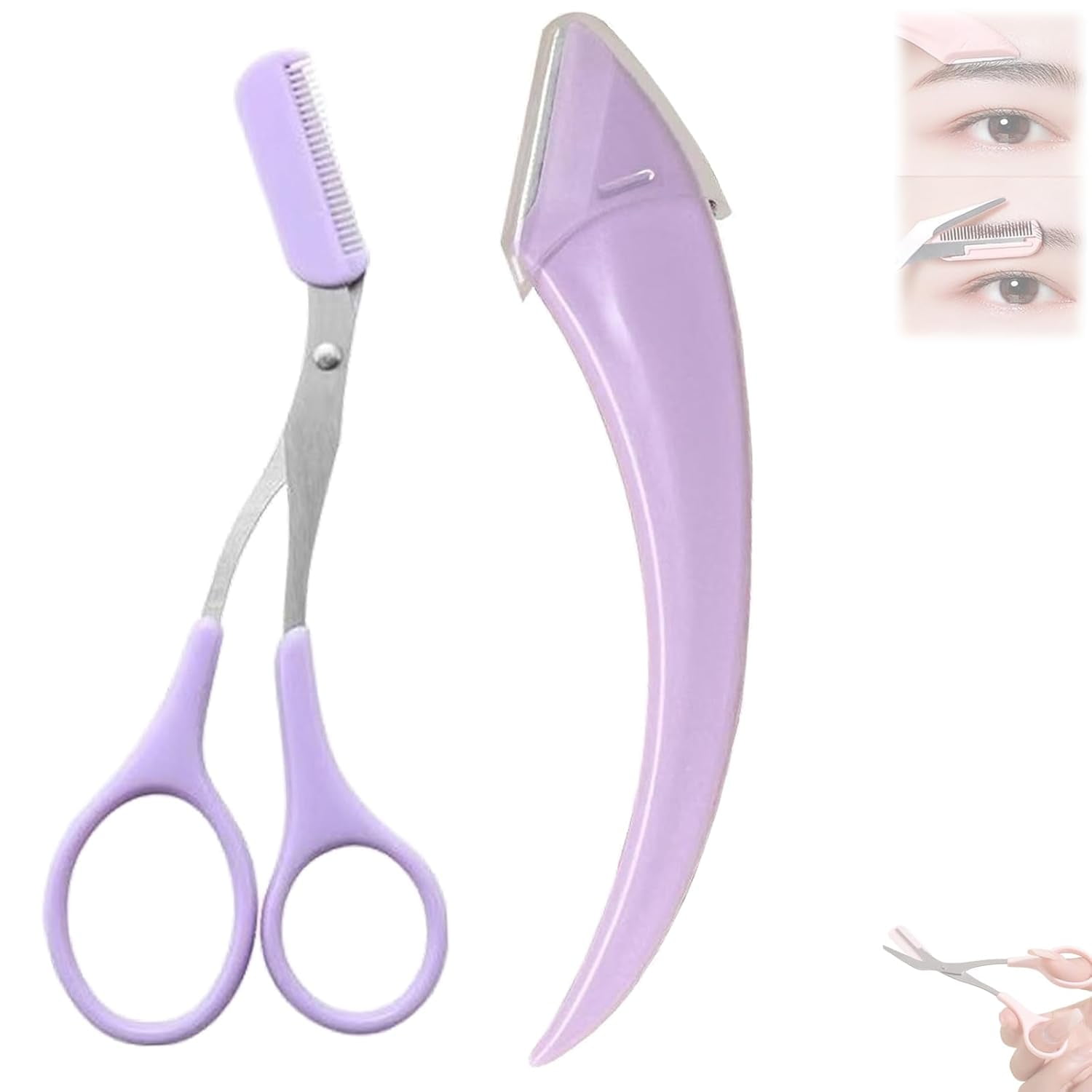 Beginner's Safety Eyebrow Razor - Stainless Steel Crescent Blade with ...