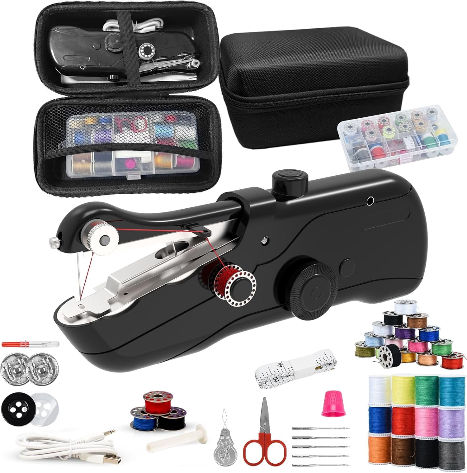 Beginner's Sewing kit with Storage Handheld Sewing Machine, Portable ...