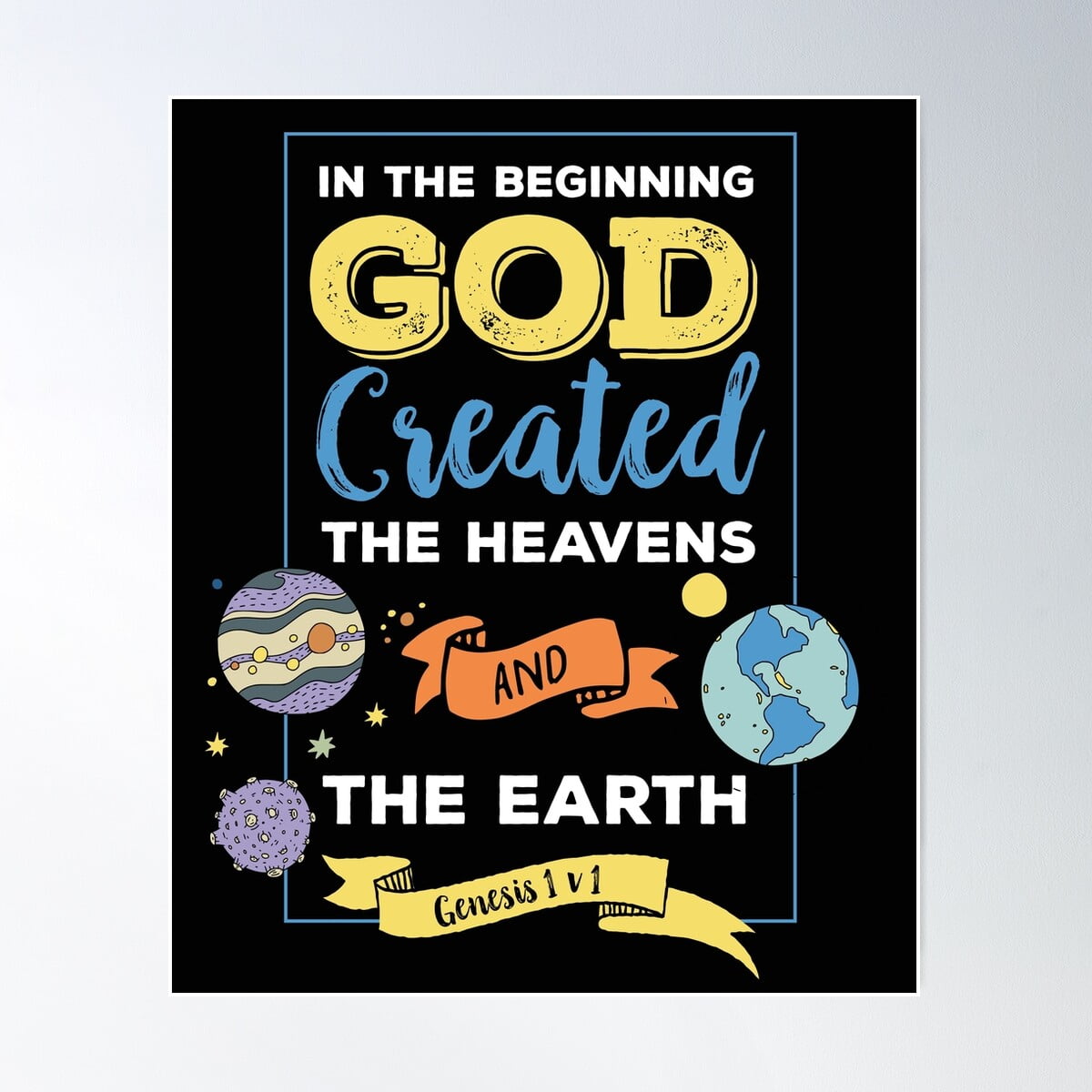 In The Beginning God Created, Genesis 1:1, Bible Verse, Scripture, Christian Gift, Heavens And ...