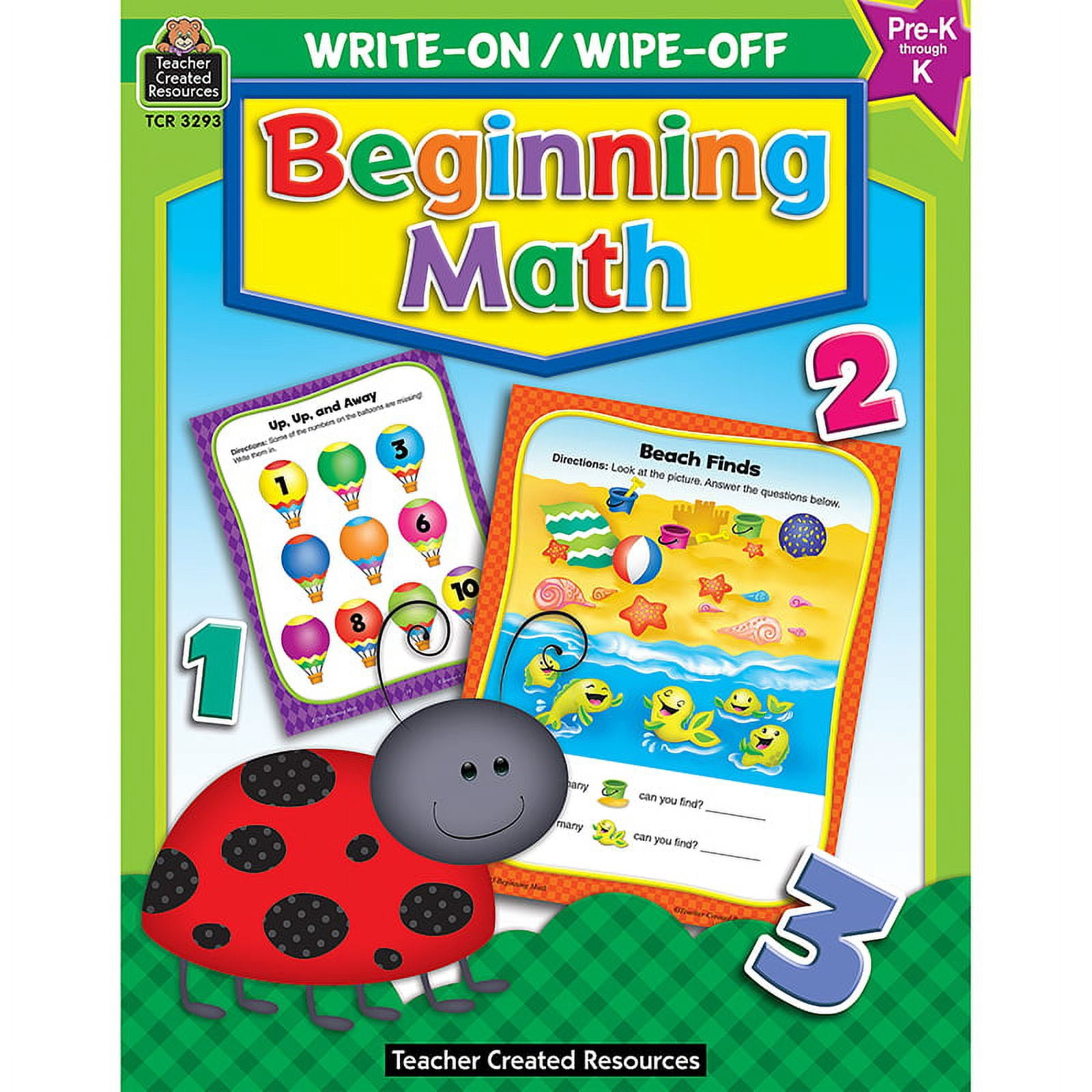 Beginning Math Write-On Wipe-Off Book, Grade PK-K | Bundle of 5 Each ...