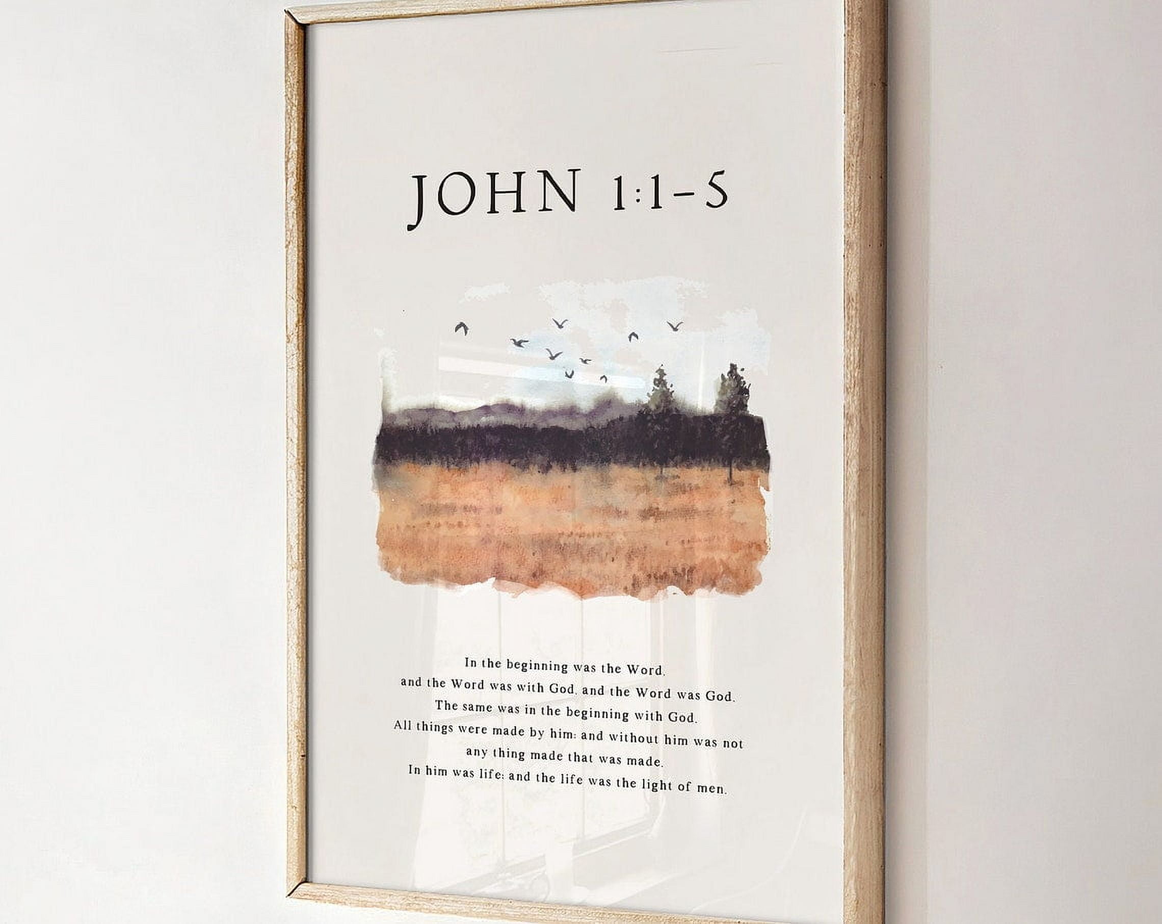In The Beginning Was The Word Scripture Print, John 1:1-5, Bible Verse ...