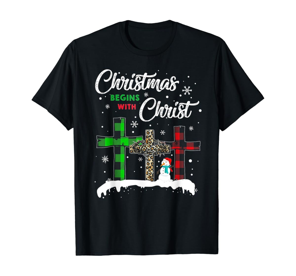 Begins With Christ Jesus Snowman Christian T-Shirt - Walmart.com