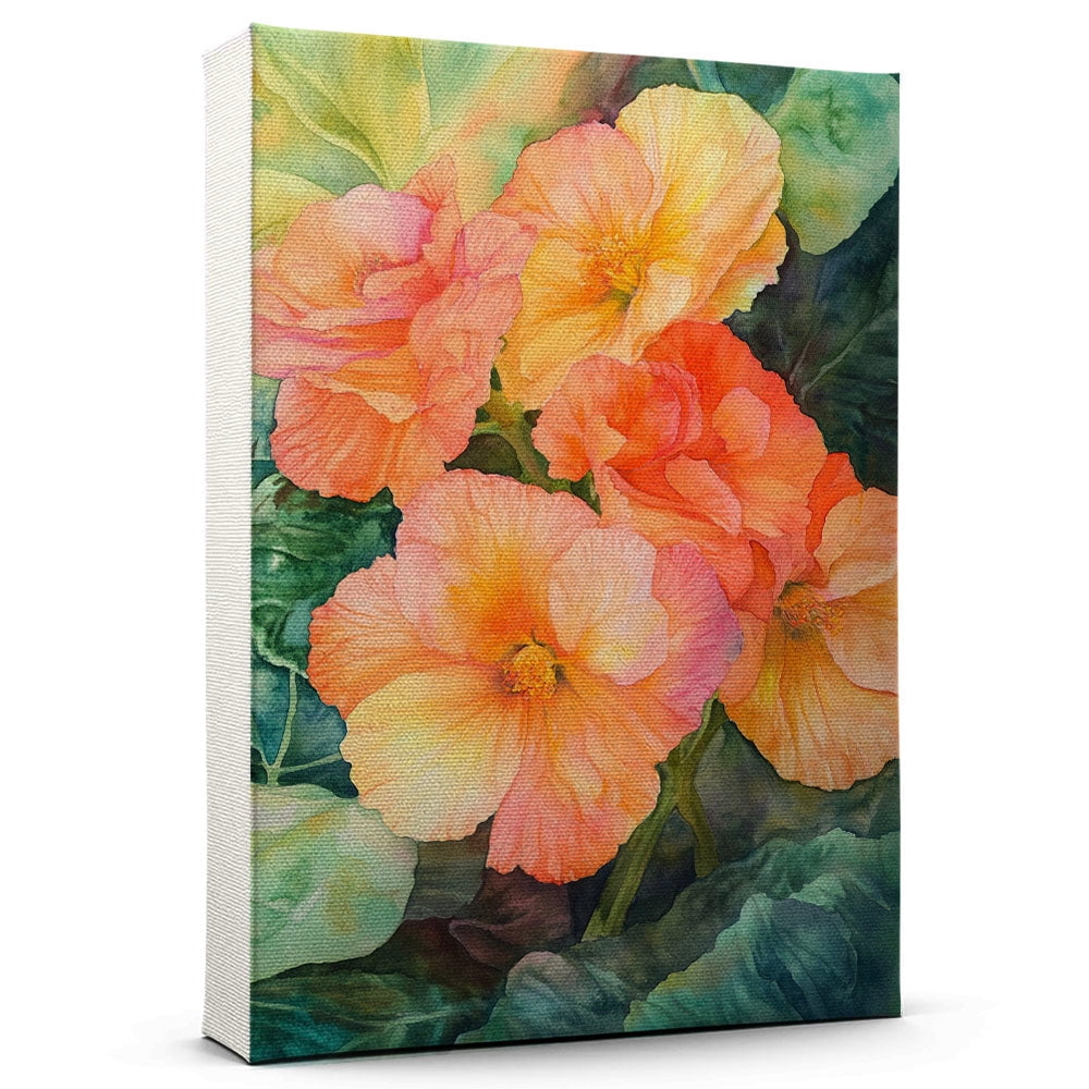 Begonia Flower Canvas Wall Art 8x12 inches - Soft Rustic Botanical ...
