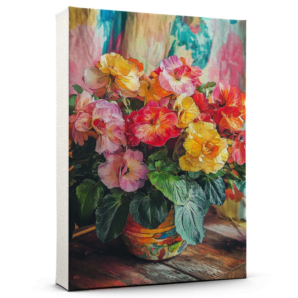 Begonia Flower Canvas Wall Art 8x12 inches - Soft Vintage Botanical ...