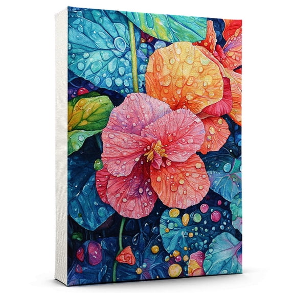 Begonia Flower Canvas Wall Art 8x12 inches - Vintage Rustic Antique ...