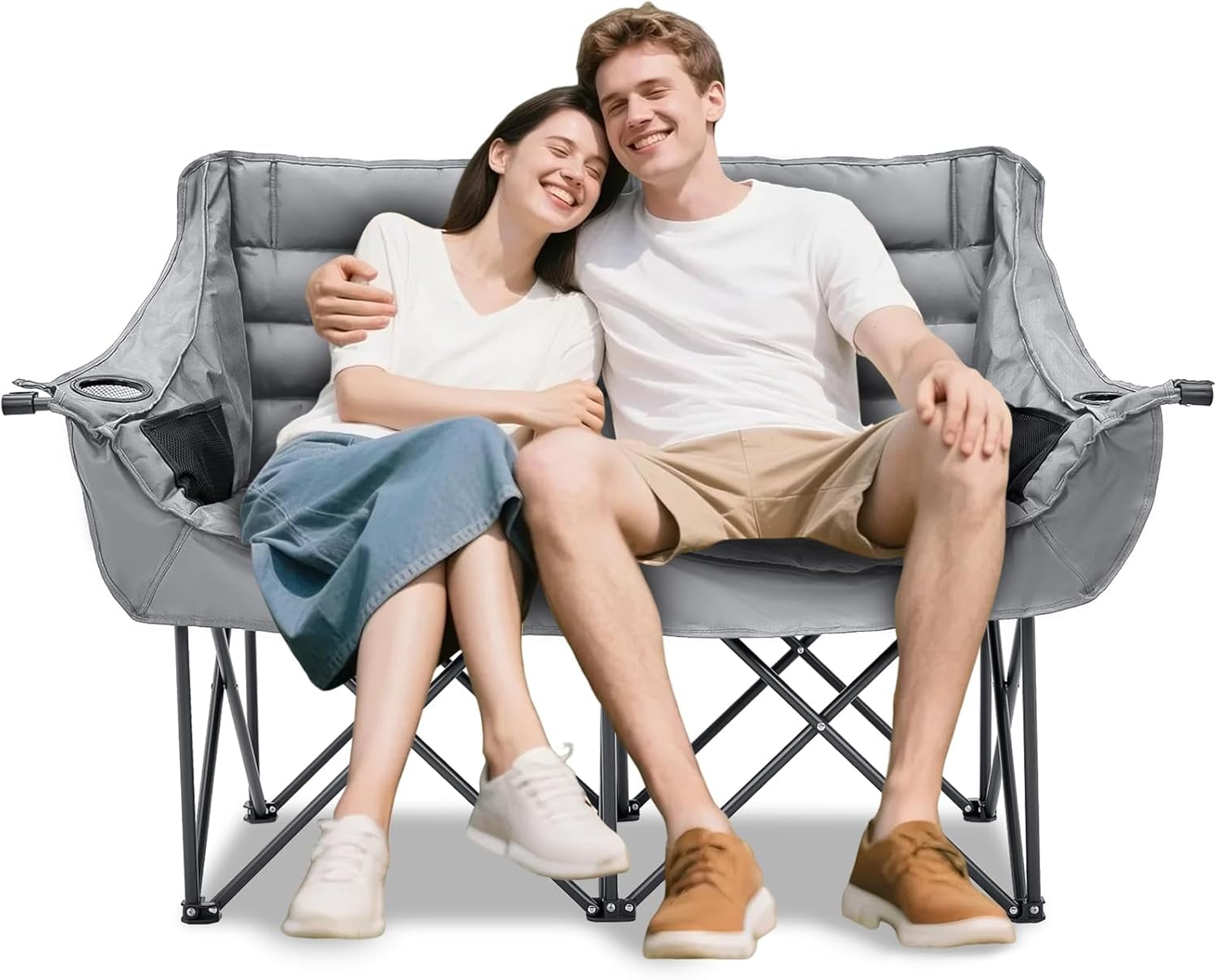 Begonia.K Double Camping Chair for 2 Person - Oversized Padded Folding ...