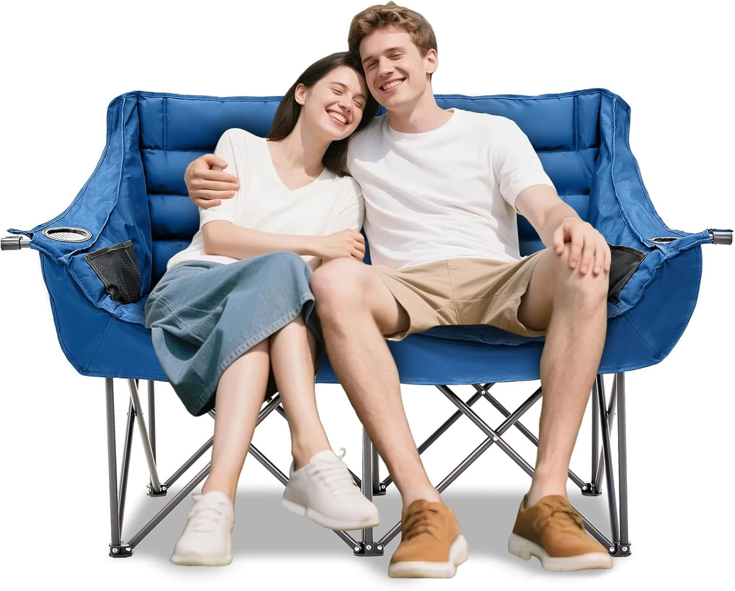 Begonia.K Double Camping Chair for 2 Person - Oversized Padded Folding ...