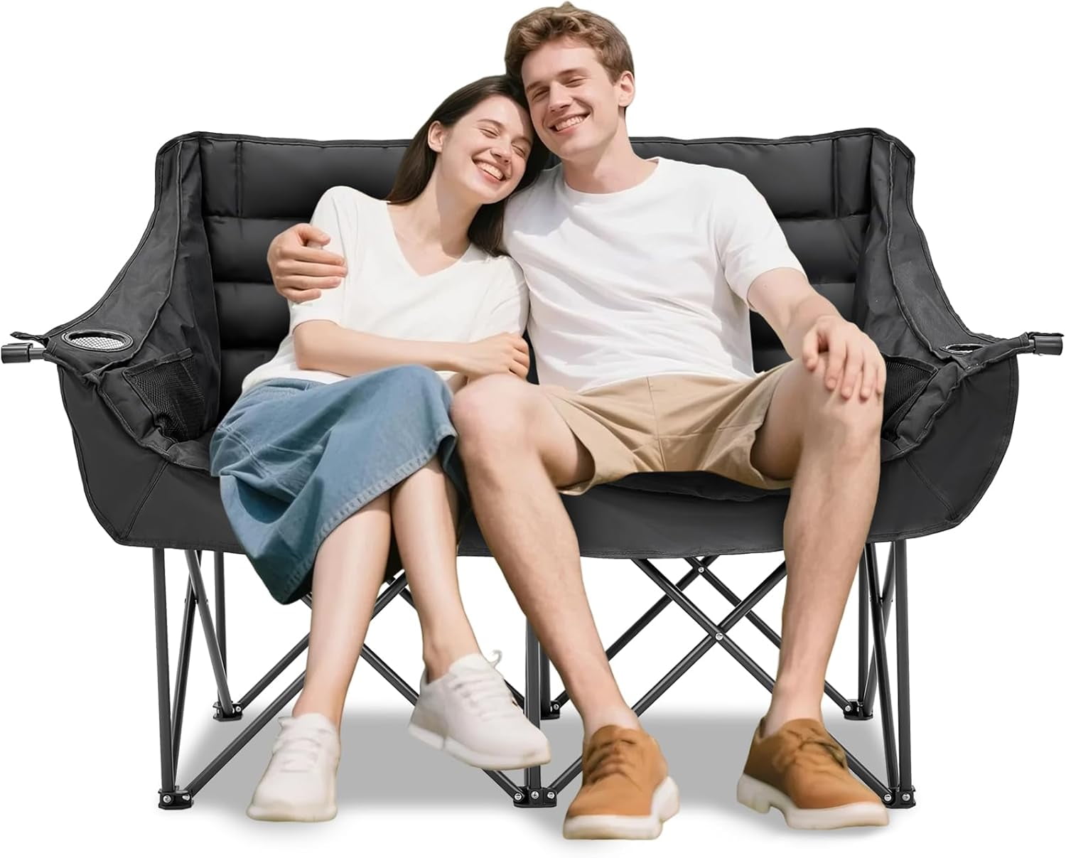 Begonia.K Double Camping Chair for 2 Person - Oversized Padded Folding ...