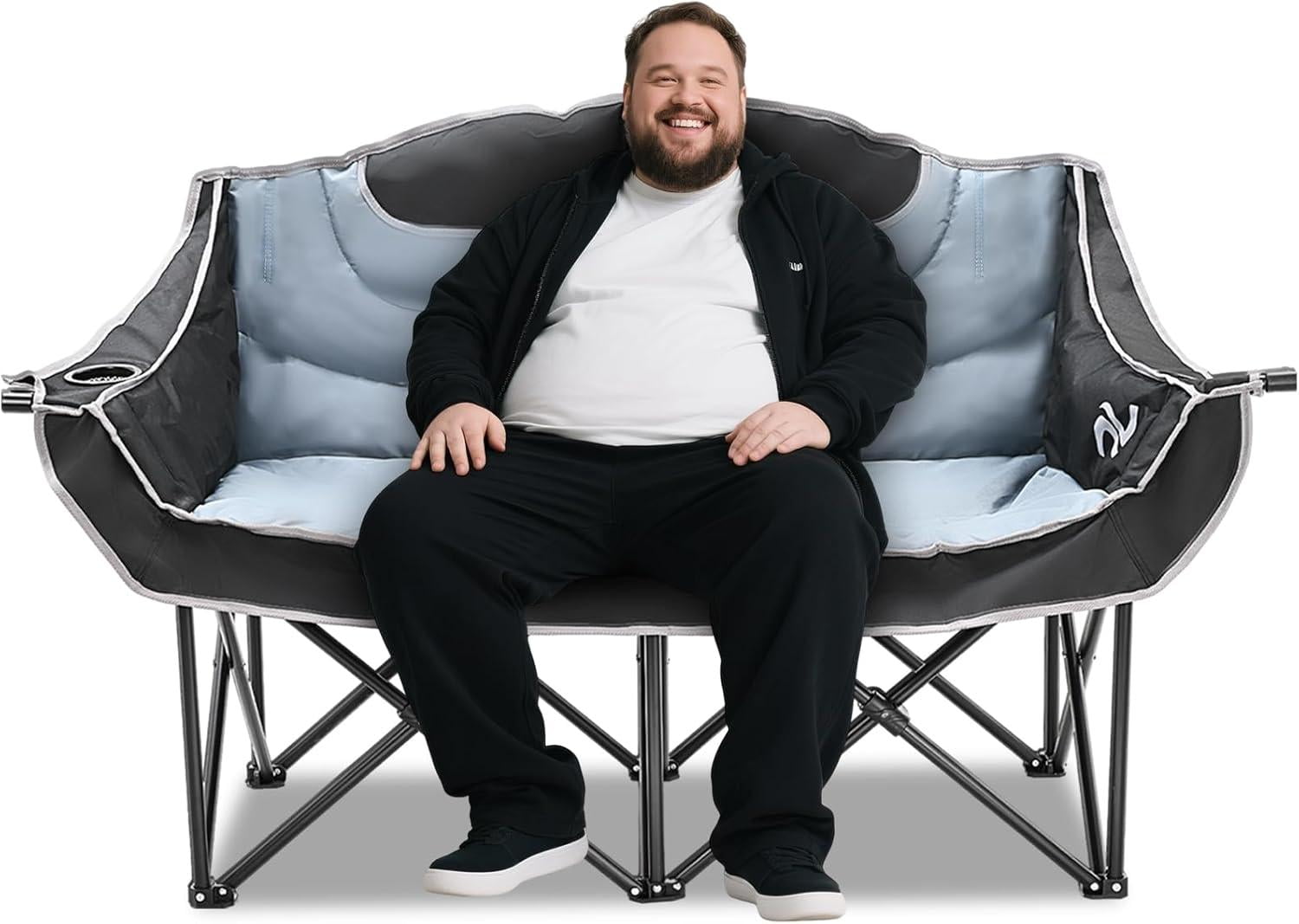 Begonia.K Double Camping Chair for 2 Person - Oversized Padded Folding ...