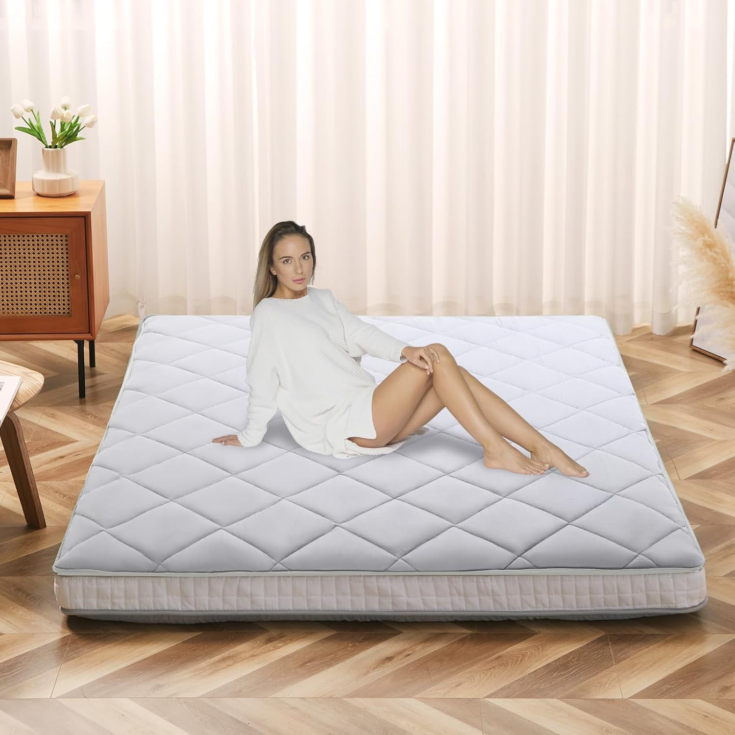 Begonia.K Japanese Floor Mattress Futon, Extra Thick Folding Roll Up ...