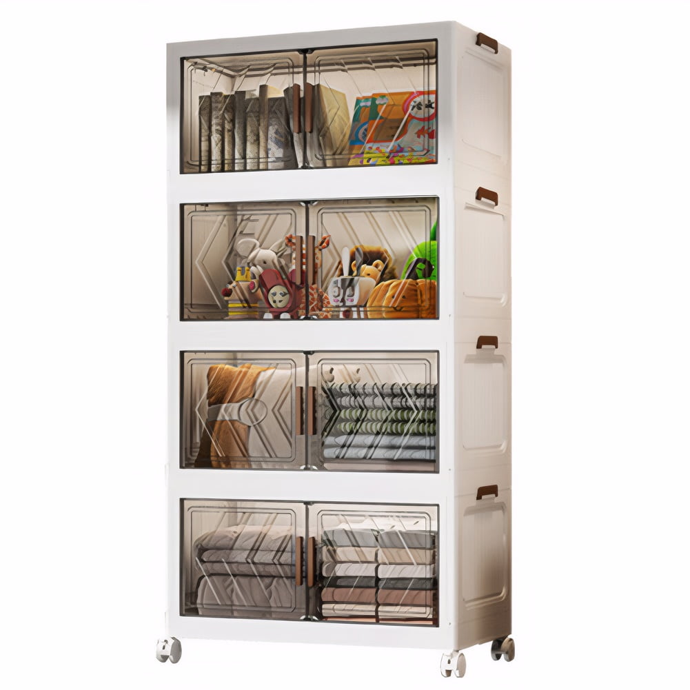 Begsfte 4 Tier Stackable Storage Bins with Lids with Doors & Wheels ...