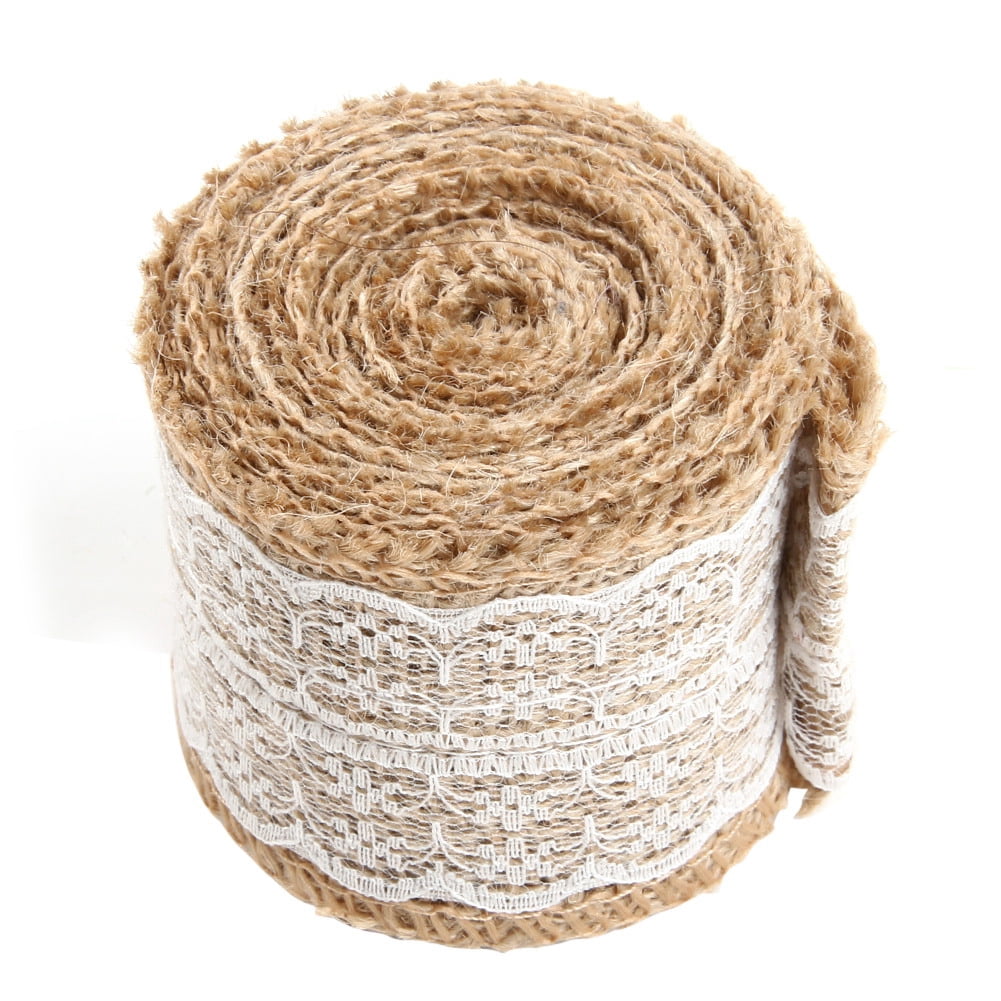 Begsfte Burlap Natural Hessian Ribbon With Lace Trim Edge Wedding ...