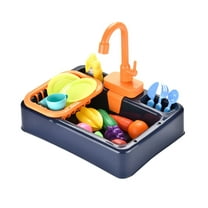 SPLASHFUN Wash-up Kitchen Sink Play Set with Running Water Pretend Play ...