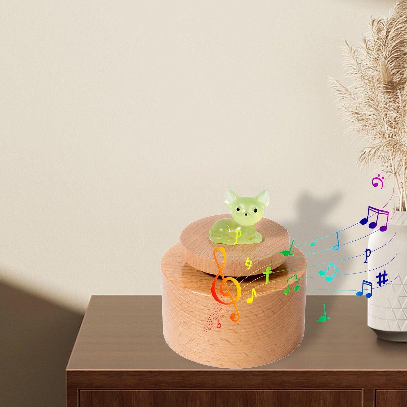 Begzeat Mini Luminous Circular Music Box, Little Animals Wooden ...