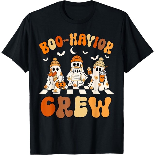 Behavior Analyst Halloween ABA Cute Ghost Boo havior Crew T Shirt Men ...