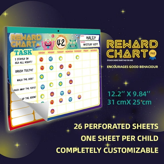 Behavior Rewards Chart System Pad With 26 Chores Chart For Multiple ...