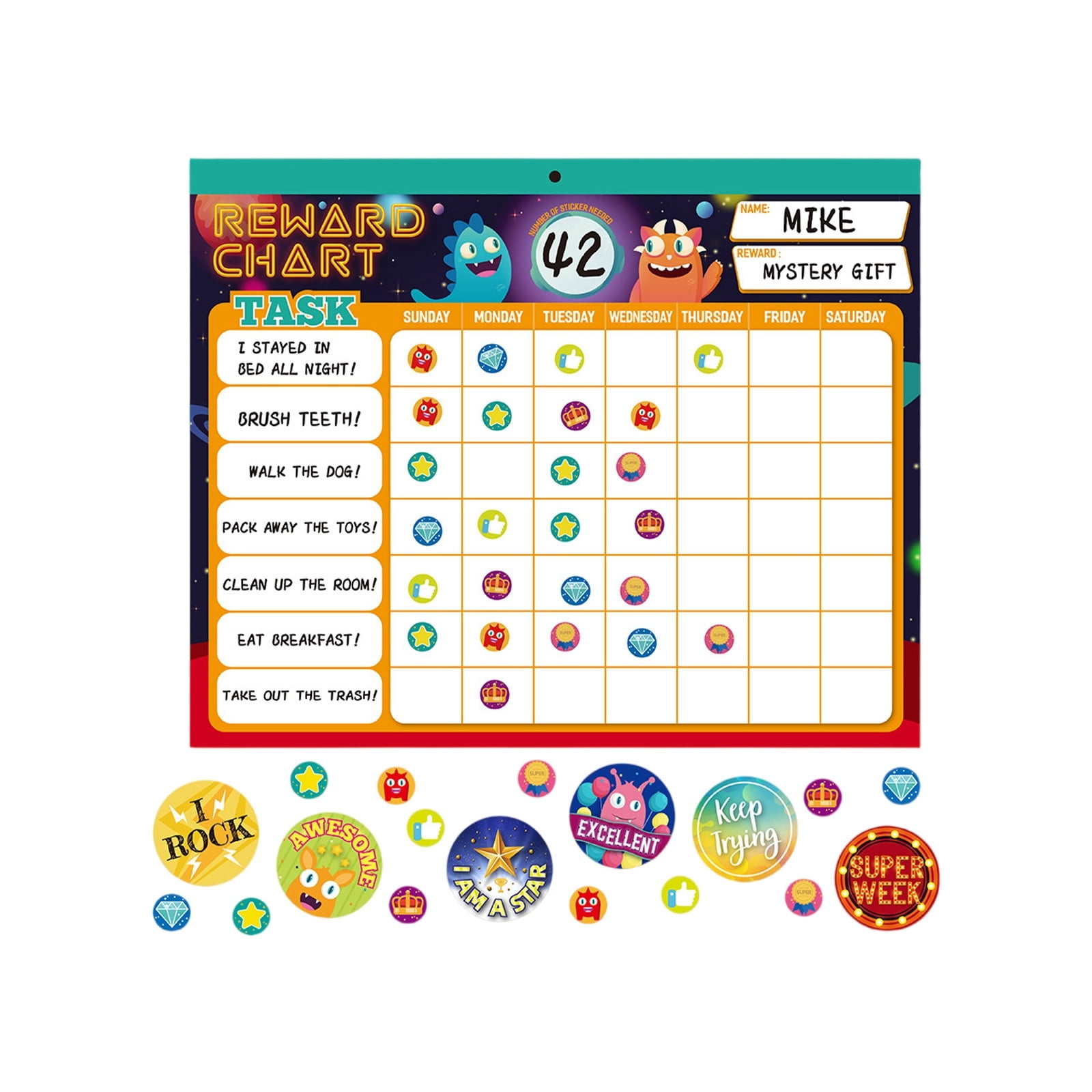 Behavior Task Rewards Chart System Pad With 26 Chores Char, Behavior ...