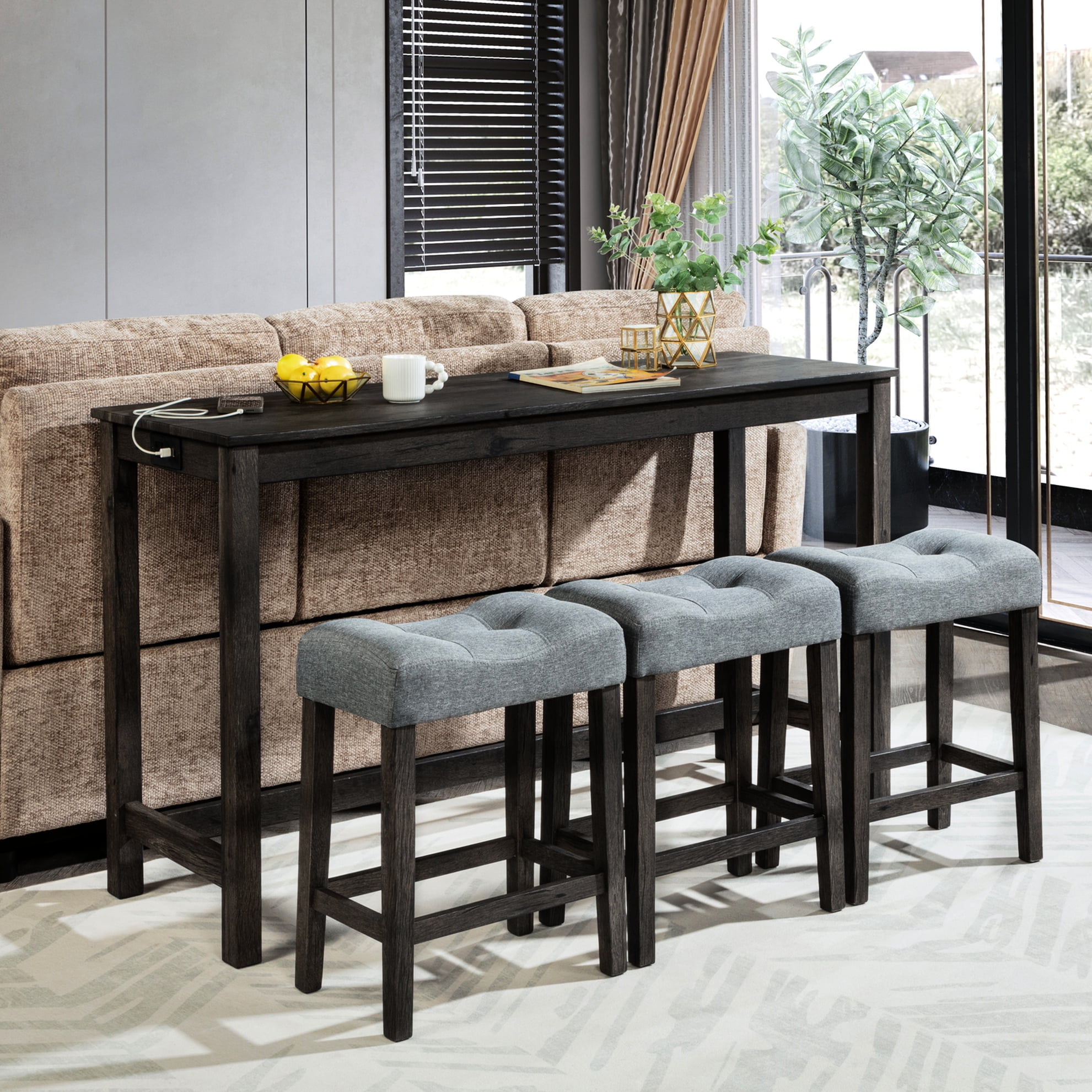 Behind Couch Table With Power And Chairs In Dark Gray. Plywood, Stable ...