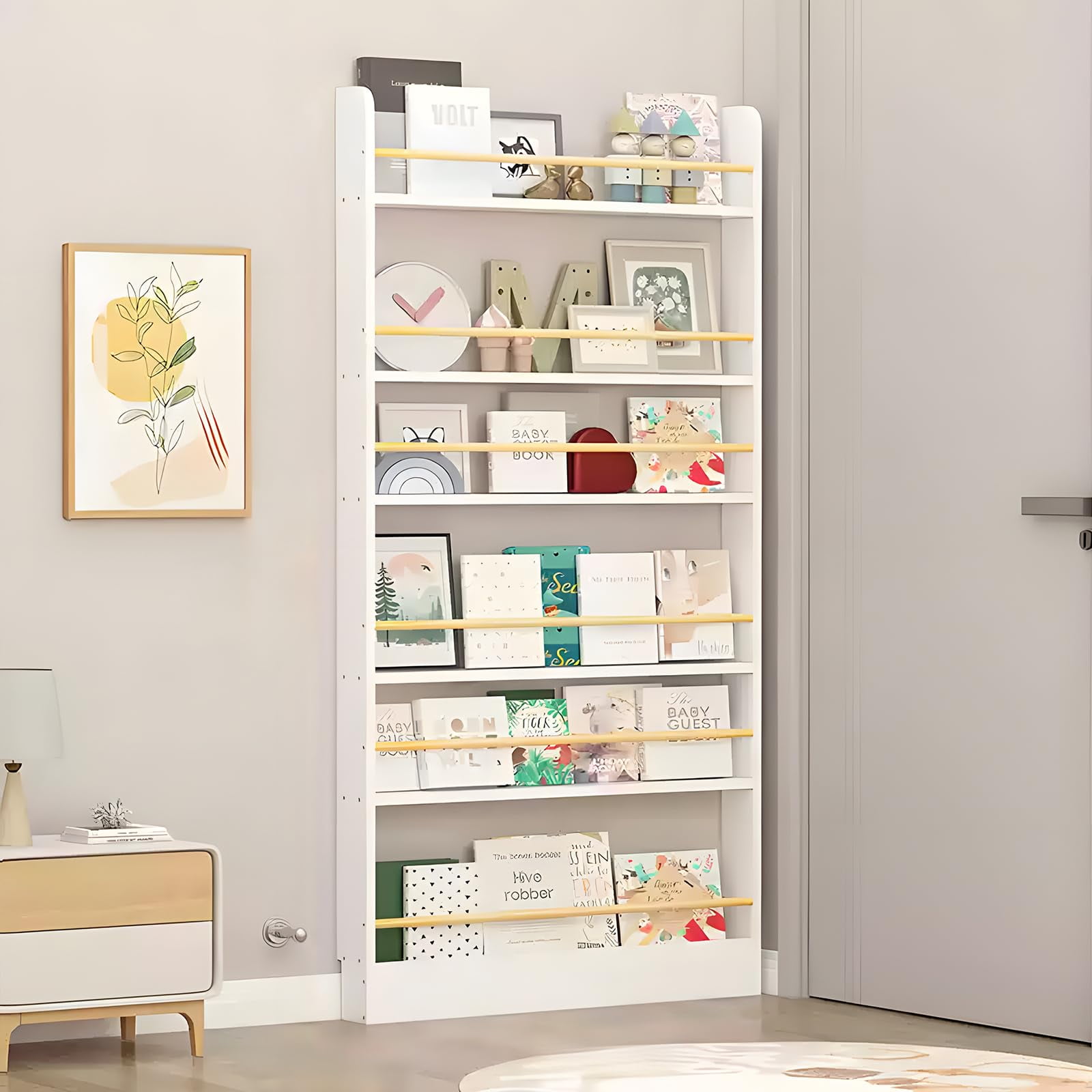 Behind Door Book Shelf 6 Layers,Room Storage Organizer for Books Toys ...