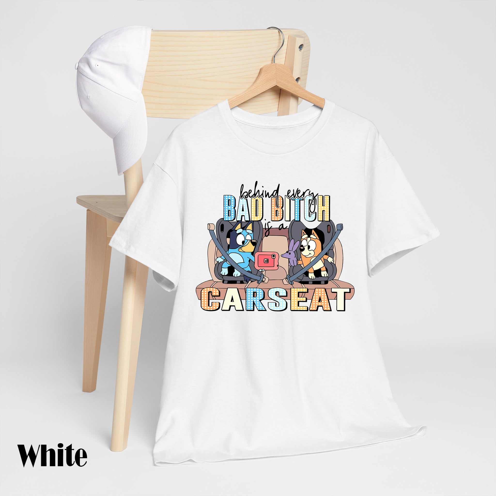 Behind Every Bad Is A Car Seat Bluey T-Shirt Shirt, Size M, Tee Natural ...